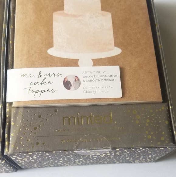 Minted | Party Supplies | Mr Mrs Cake Topper 2ct Notecards Envelopes ...